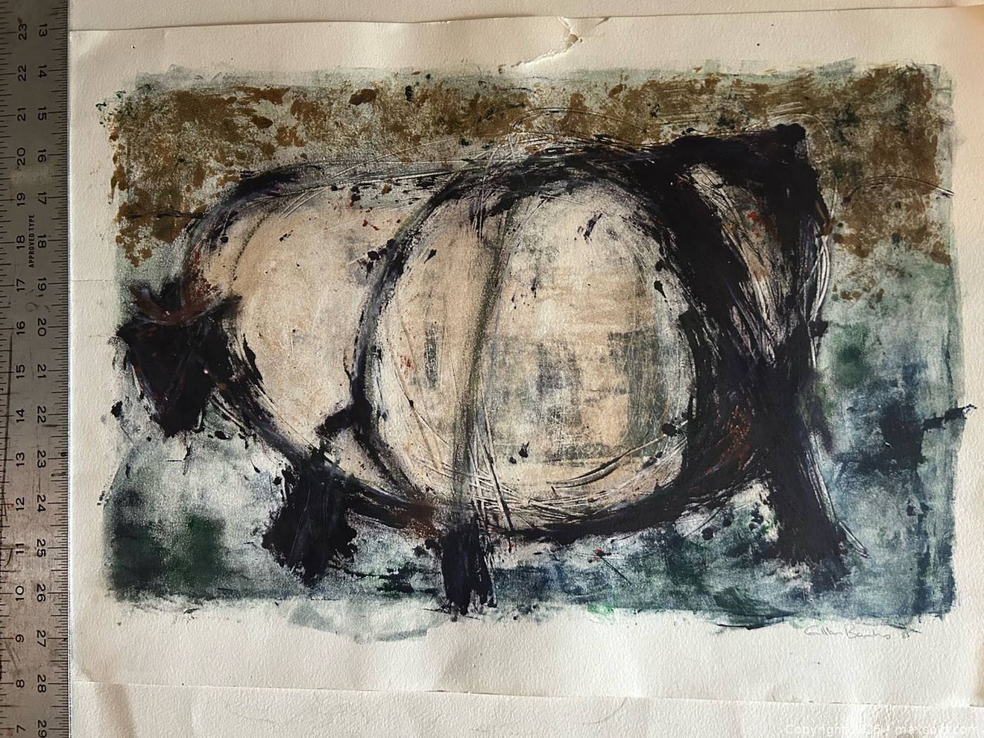 Gillian Banks monotype, Abstract Livestock, 1985 | Maxsold