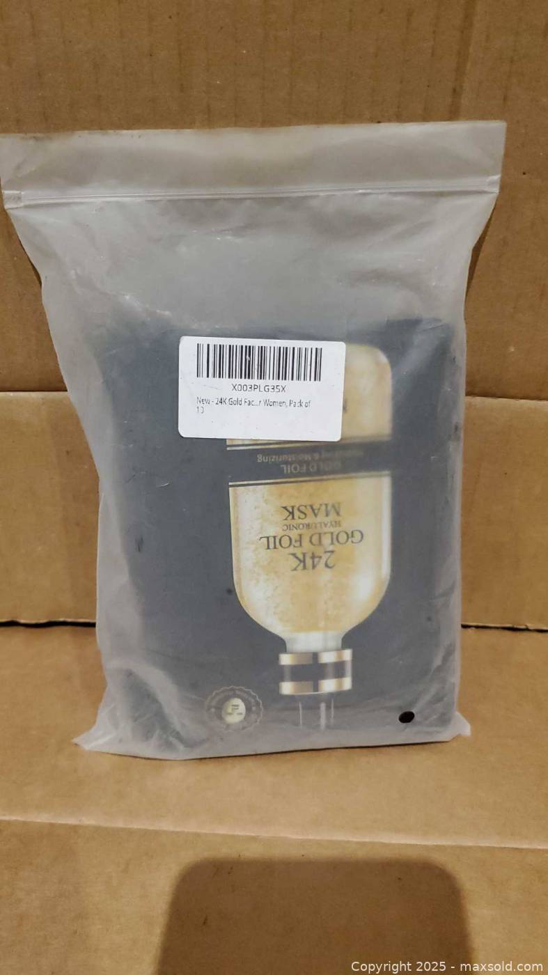 24K Gold Foil Hyaluronic Facial Sheet Masks 10-Pack | Maxsold