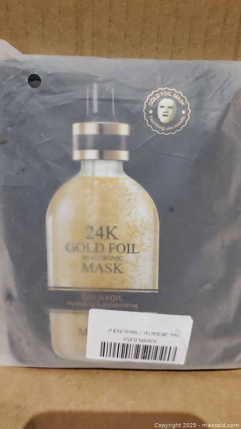 24K Gold Foil Hyaluronic Facial Sheet Masks 10-Pack | Maxsold