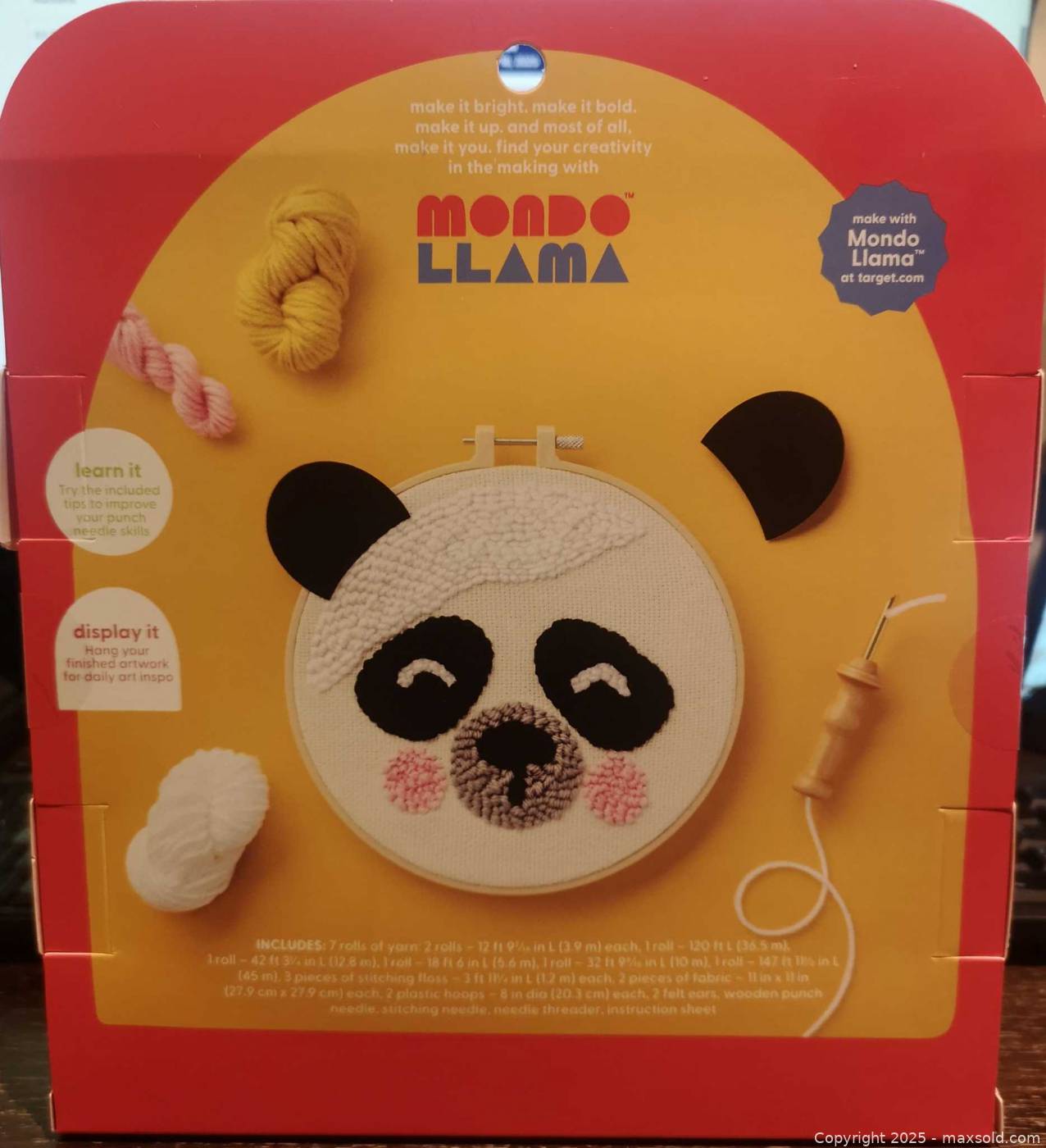 Mondo Llama Panda Punch Needle Kit 8" | Maxsold