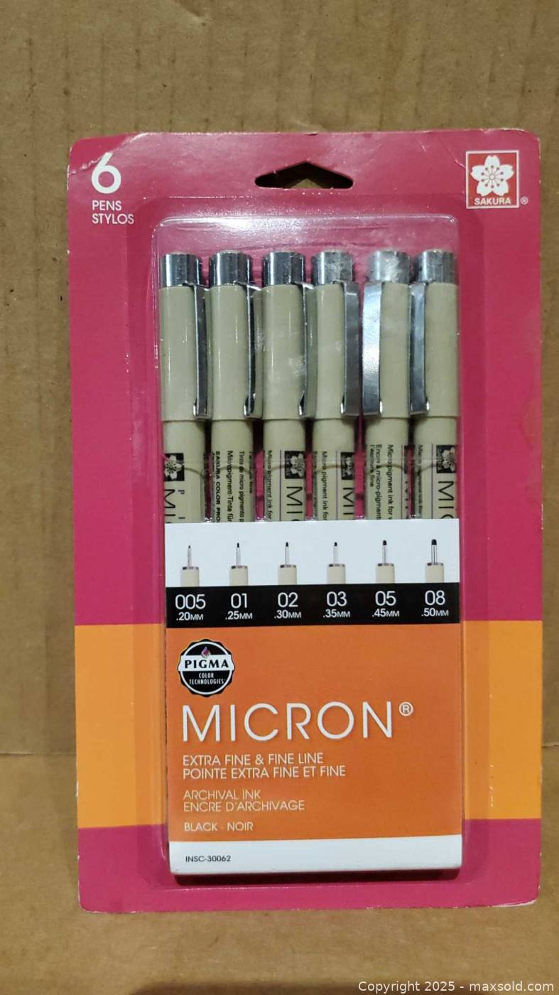 Sakura Pigma Micron Fineliner Pens Set of 6 | Maxsold