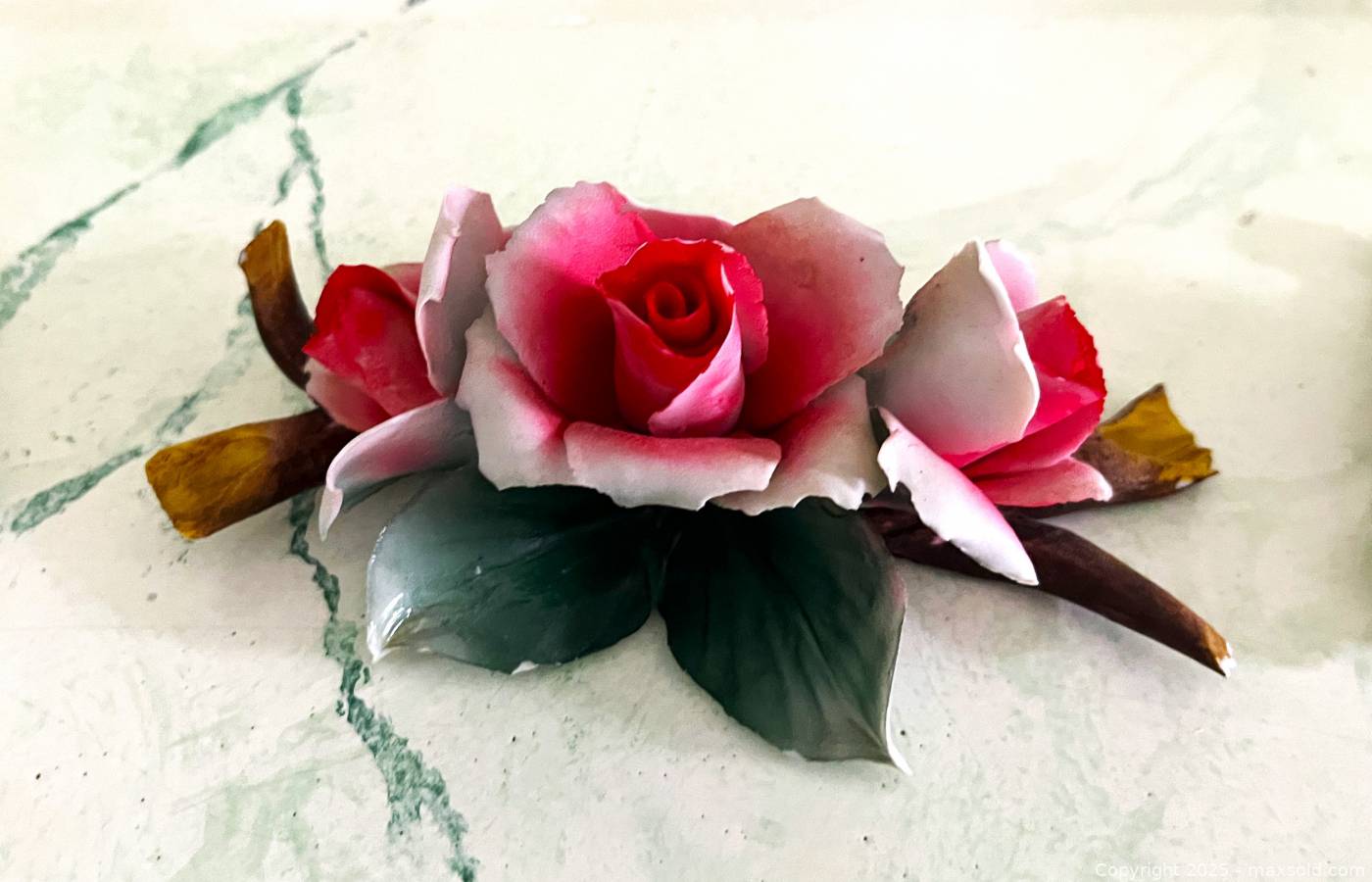 Japanese Lefton porcelain magnolia red rose figurines with original box ...