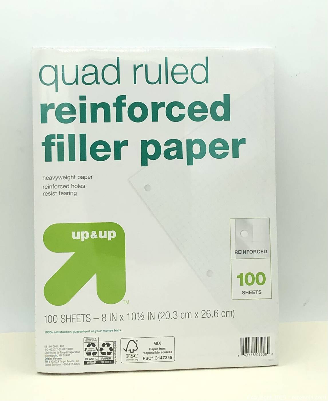 10 packs 100-sheet quad ruled reinforced filler paper 8"×10.5" | Maxsold
