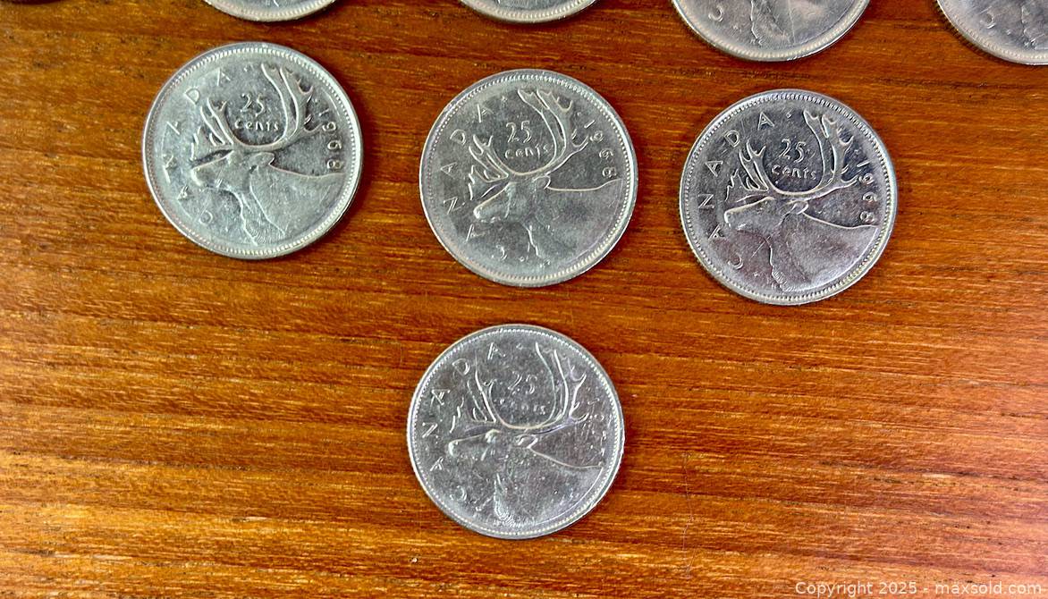 1968 Canadian 25-cent coins, approx. 30 | Maxsold