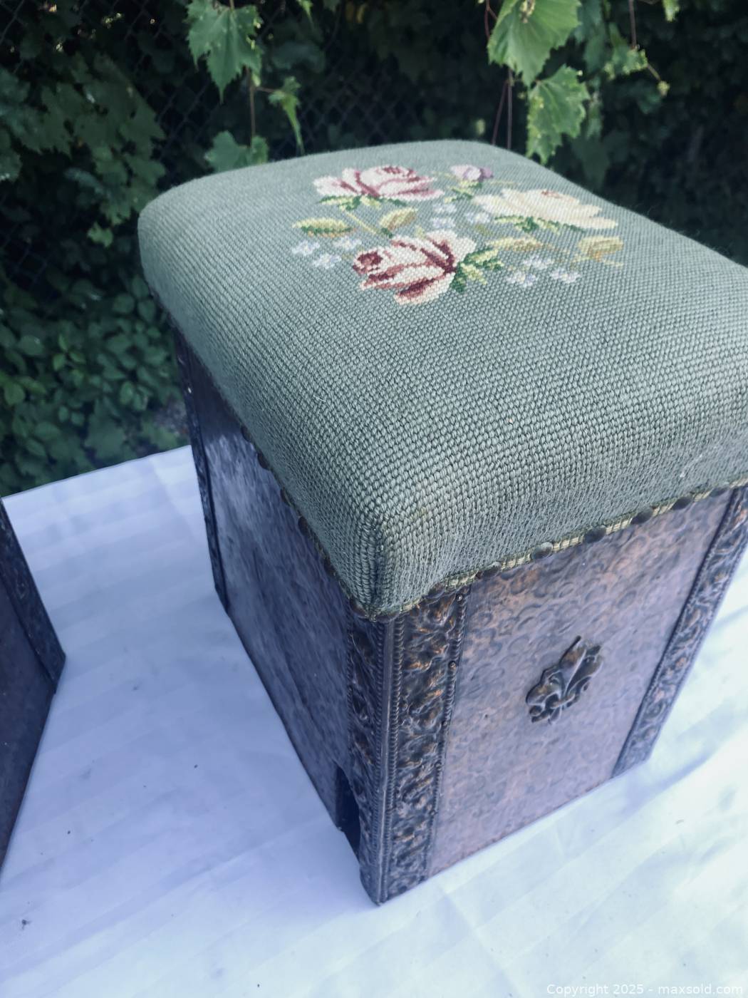 Pair Victorian-style embossed brass coal boxes | Maxsold