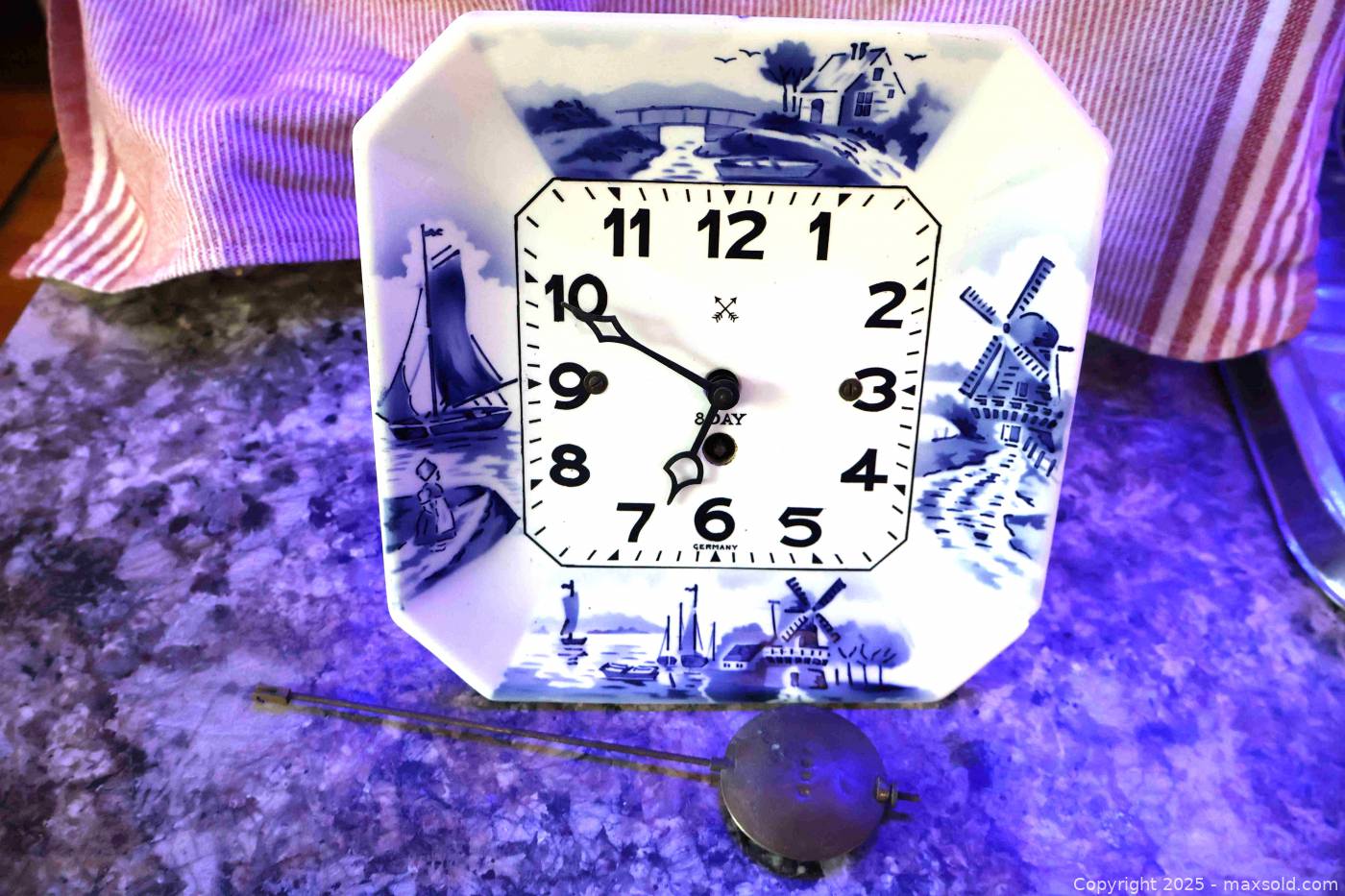 German ceramic Delft-style kitchen clock | Maxsold