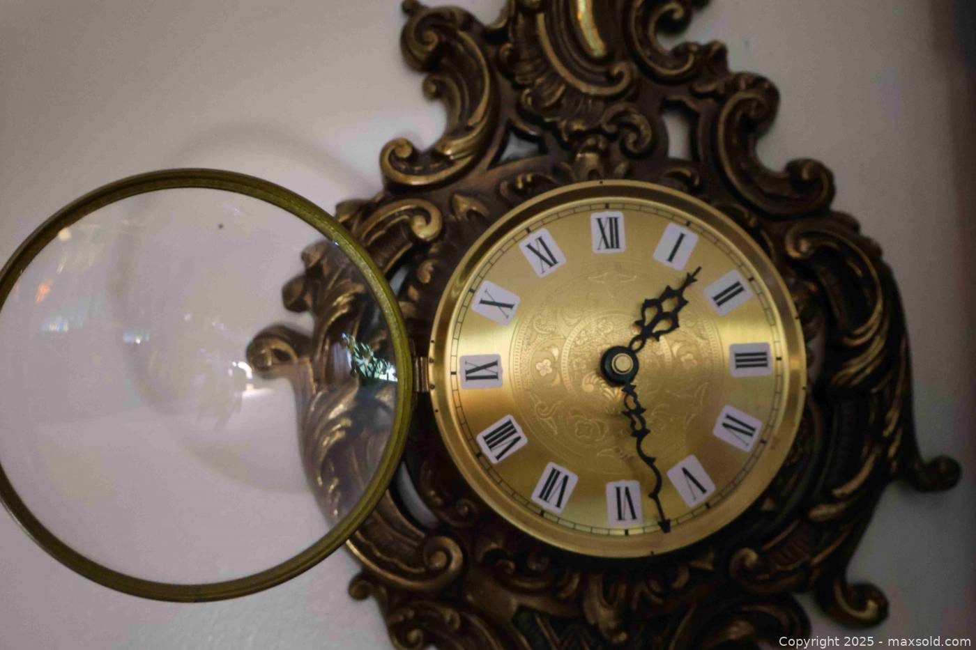 Solid brass French style wall clock with pair sconces | Maxsold