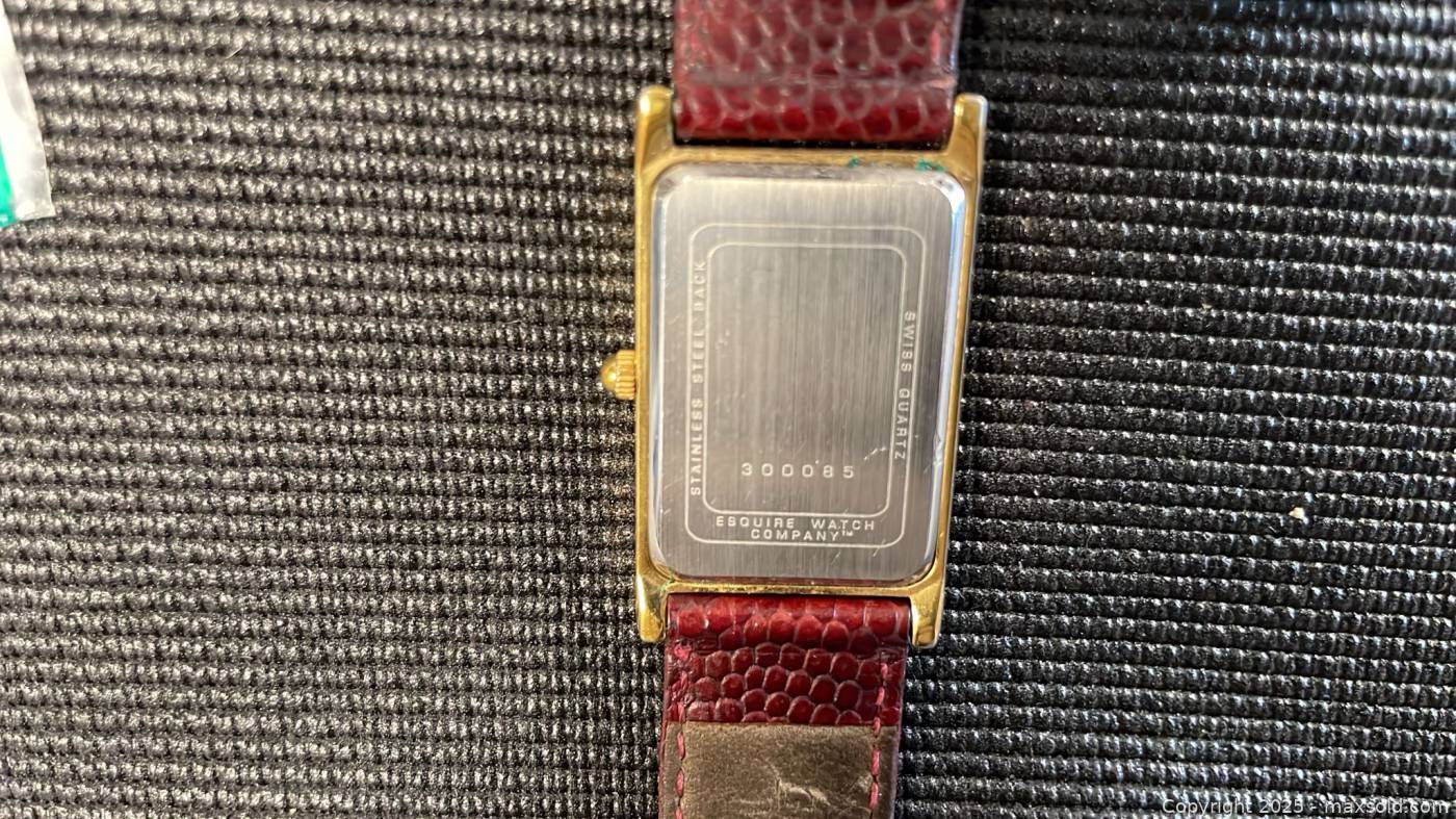 Brass pocket compass, rectangular wristwatch, watch band links | Maxsold