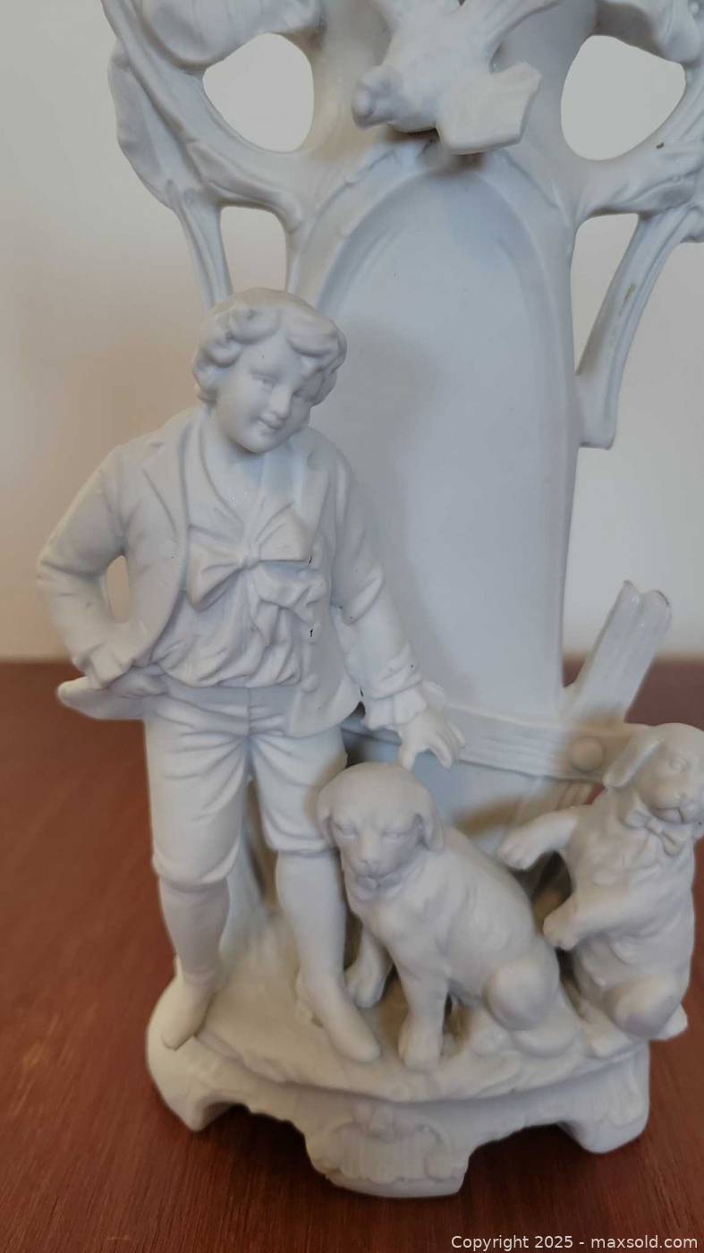 Pair Volkstedt German bisque figural vases c.1890 | Maxsold