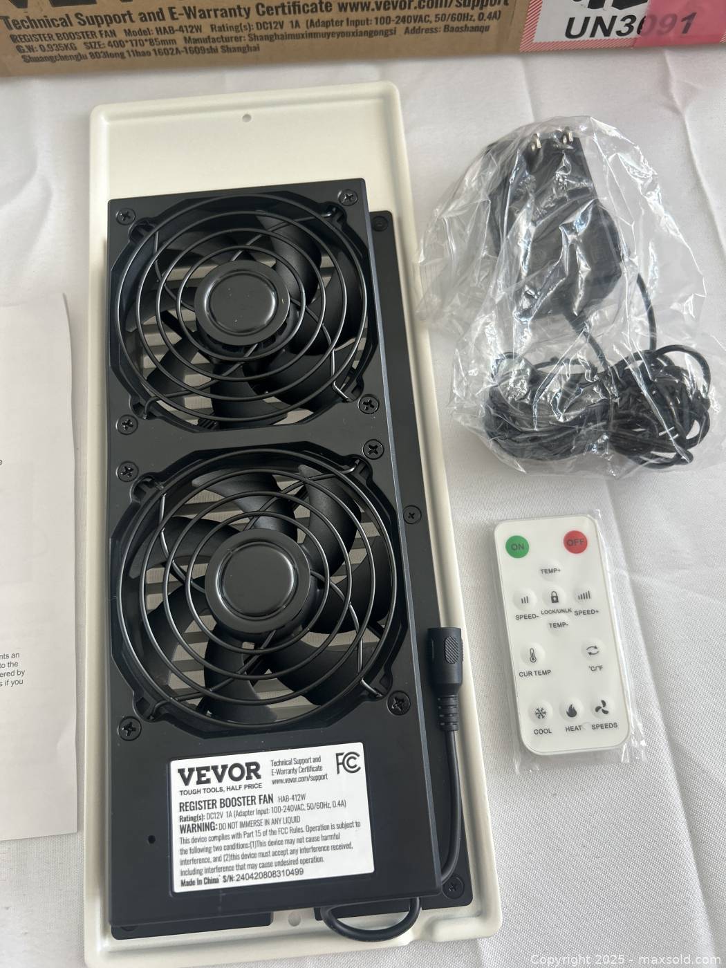 VEVOR HAB-412W 4" x 10" HVAC Register Booster Fan | Maxsold