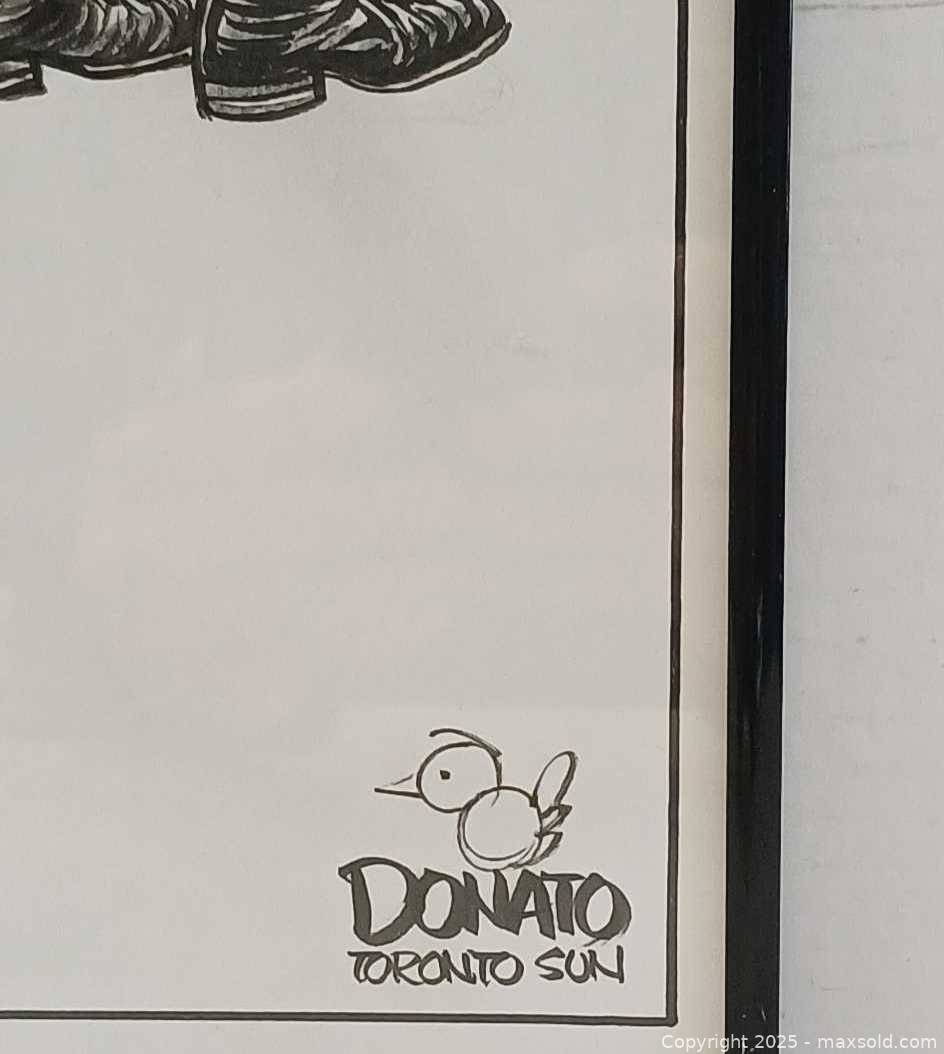 Original Andy Donato political cartoon drawing framed | Maxsold