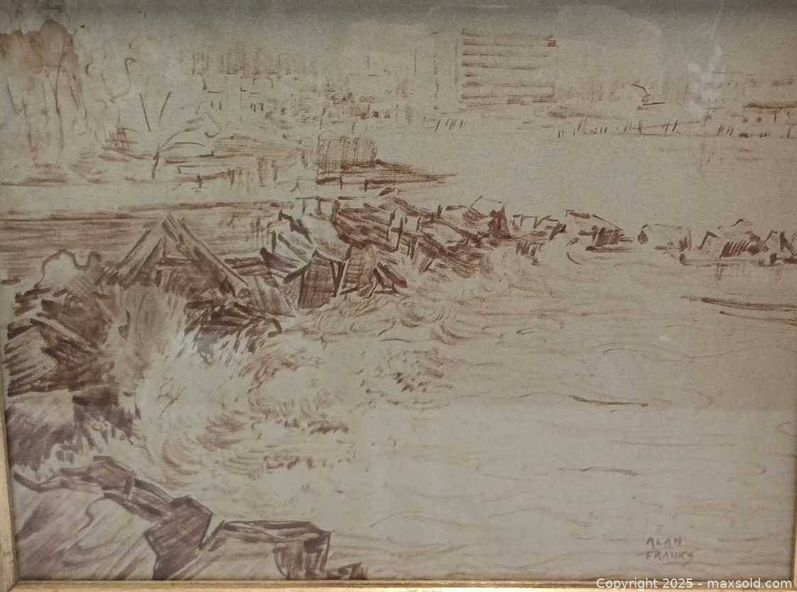 Vintage Alan Franks framed drawing | Maxsold