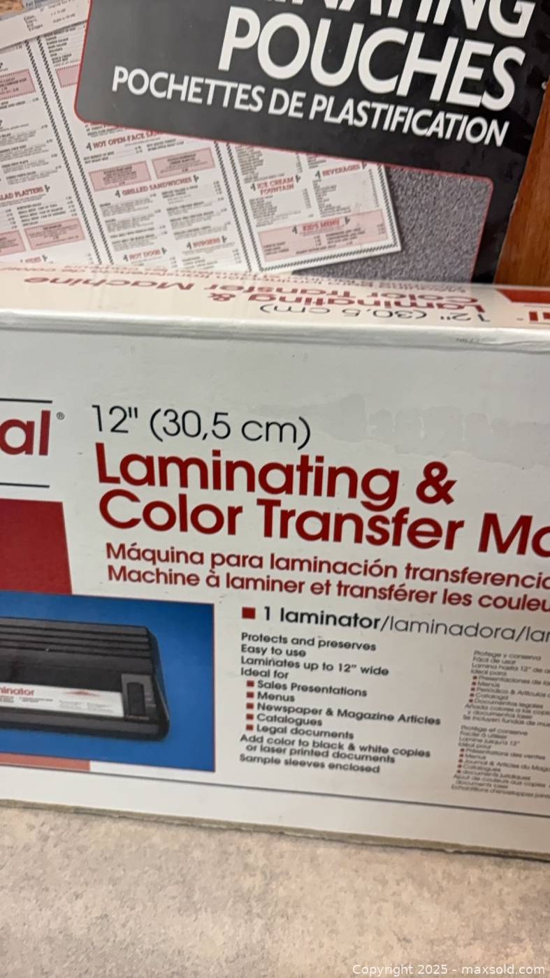 Universal 12" Laminating & Color Transfer Machine With Pouches | Maxsold