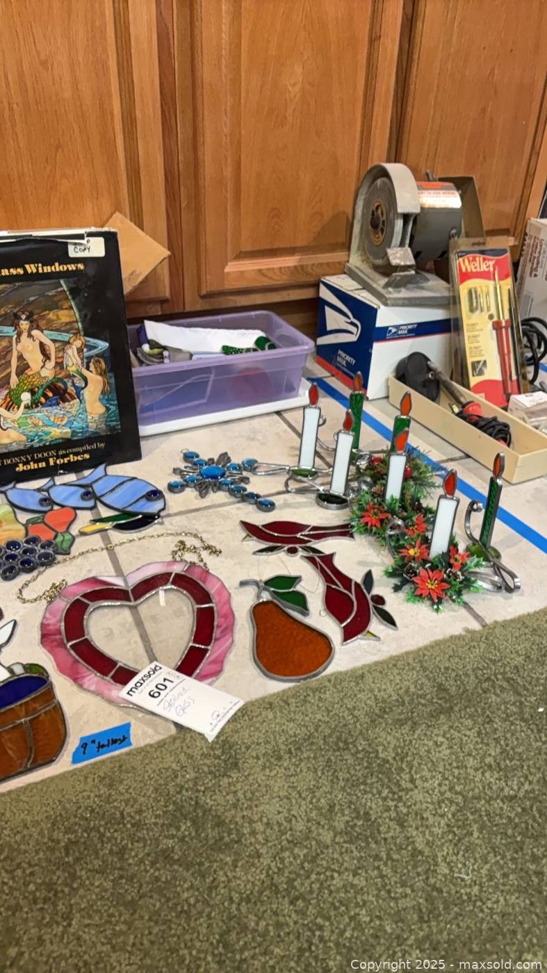 Stained glass suncatchers and boxed art glass panel kit | Maxsold