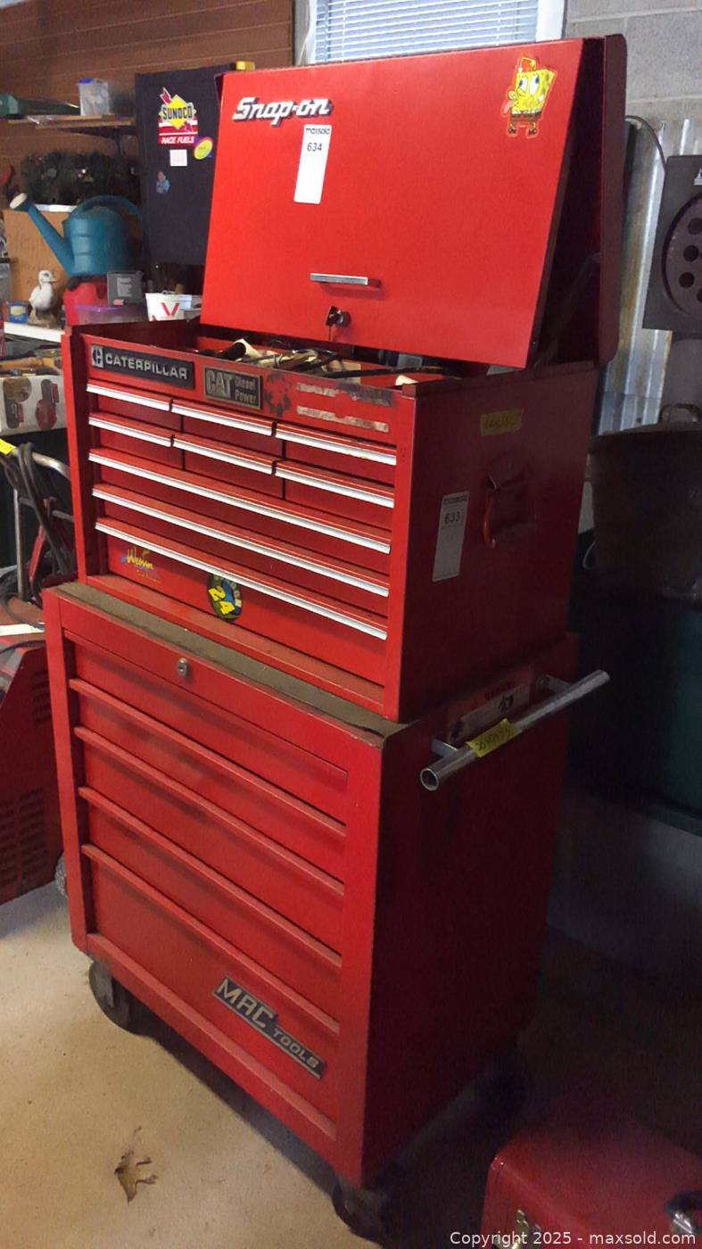 Snap-on top chest with Mac Tools rolling cabinet | Maxsold