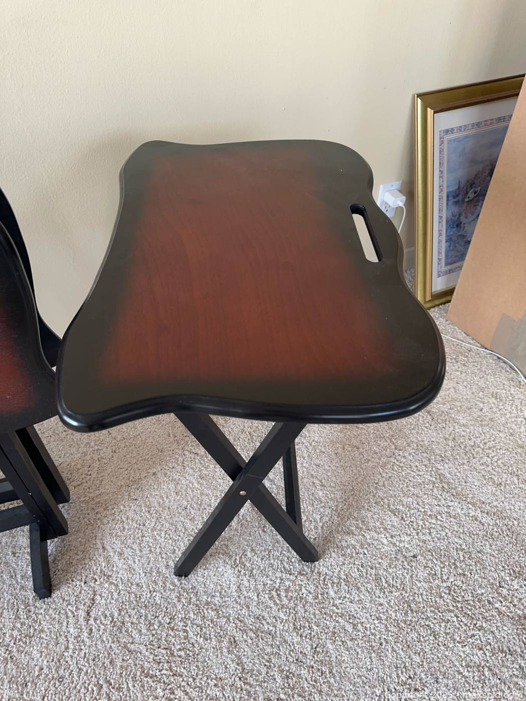 3 folding wood TV trays with stand | Maxsold