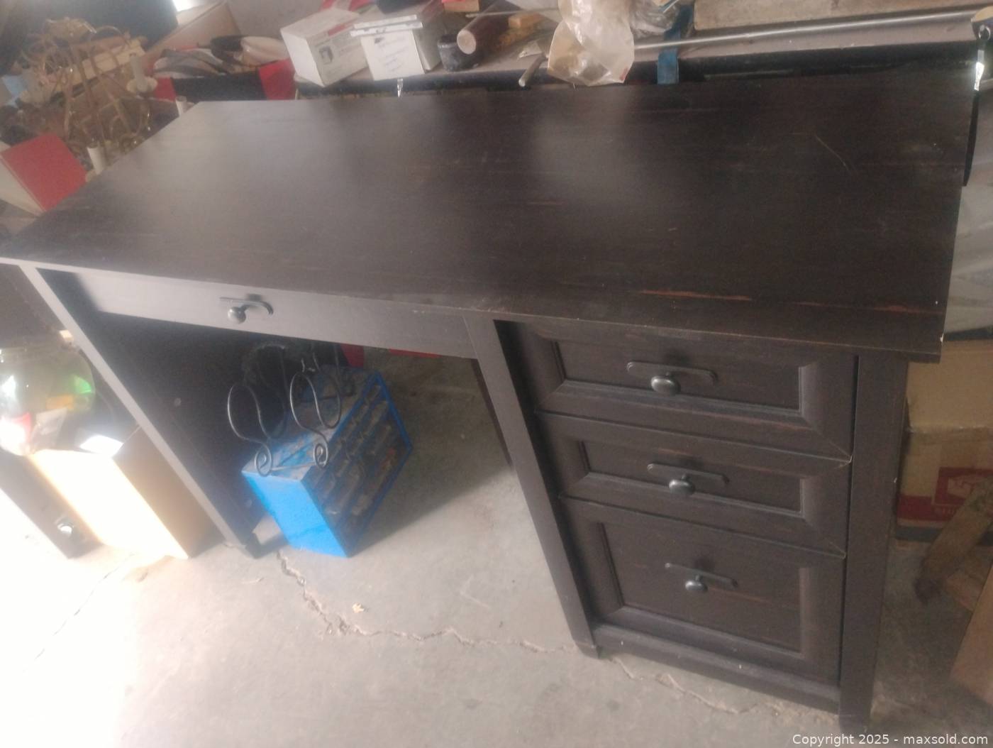 4 foot dark wood computer desk | Maxsold