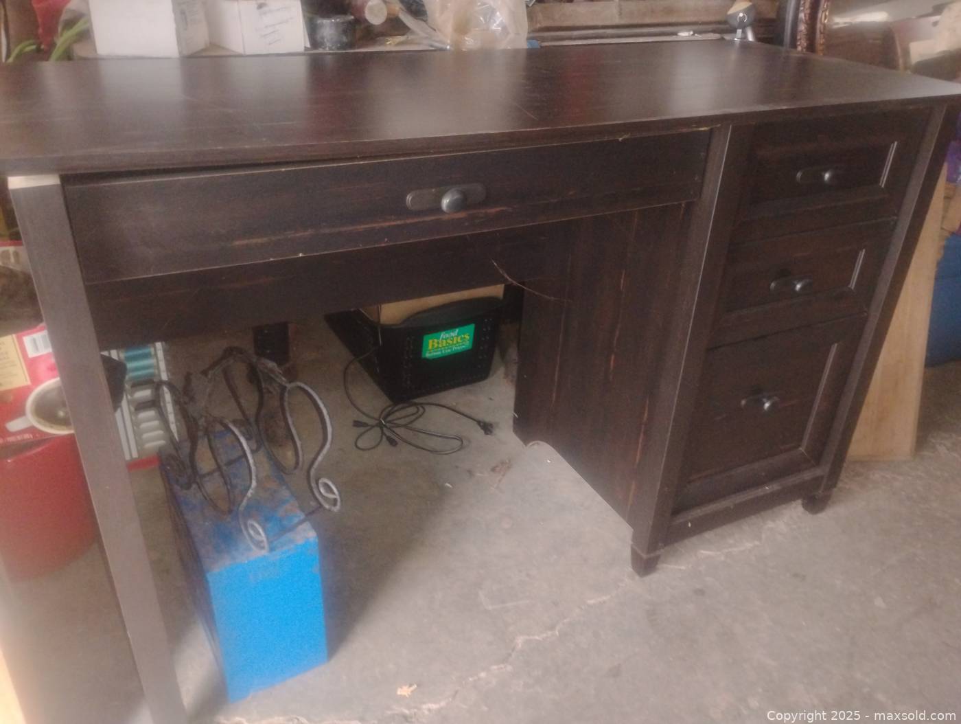 4 foot dark wood computer desk | Maxsold