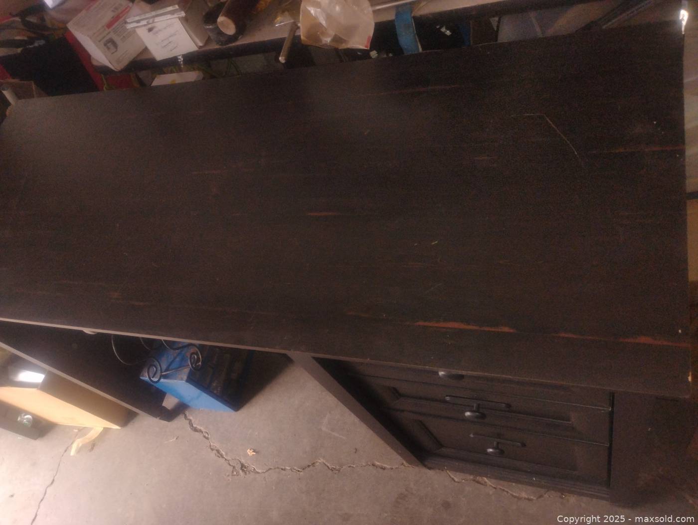 4 foot dark wood computer desk | Maxsold