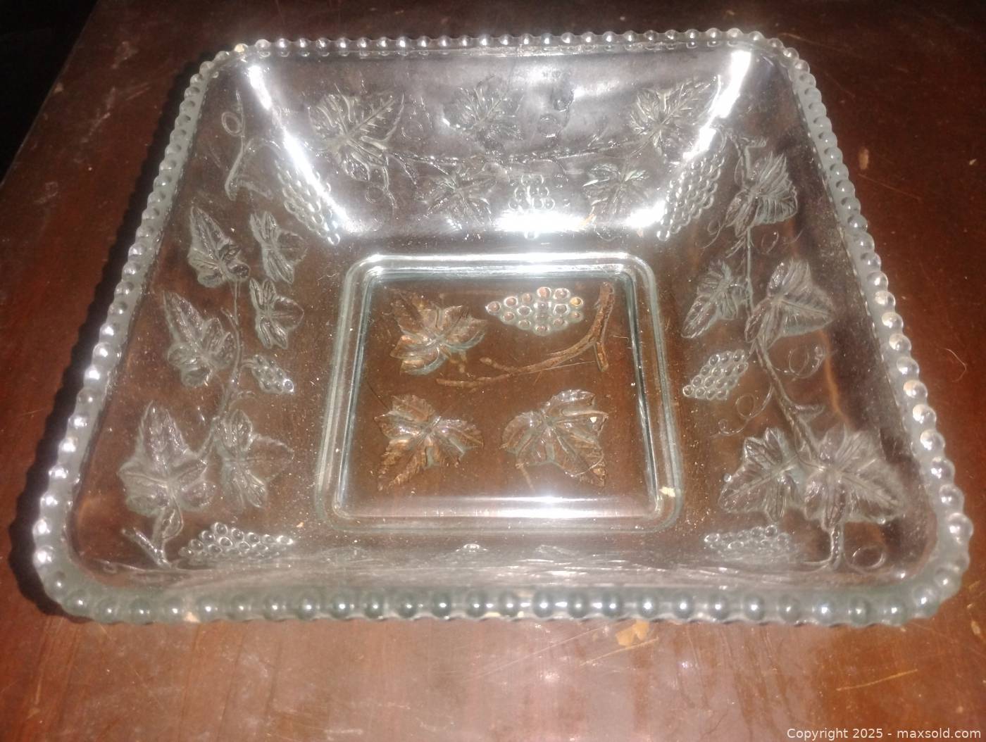 Vintage square pressed glass bowl 9" | Maxsold