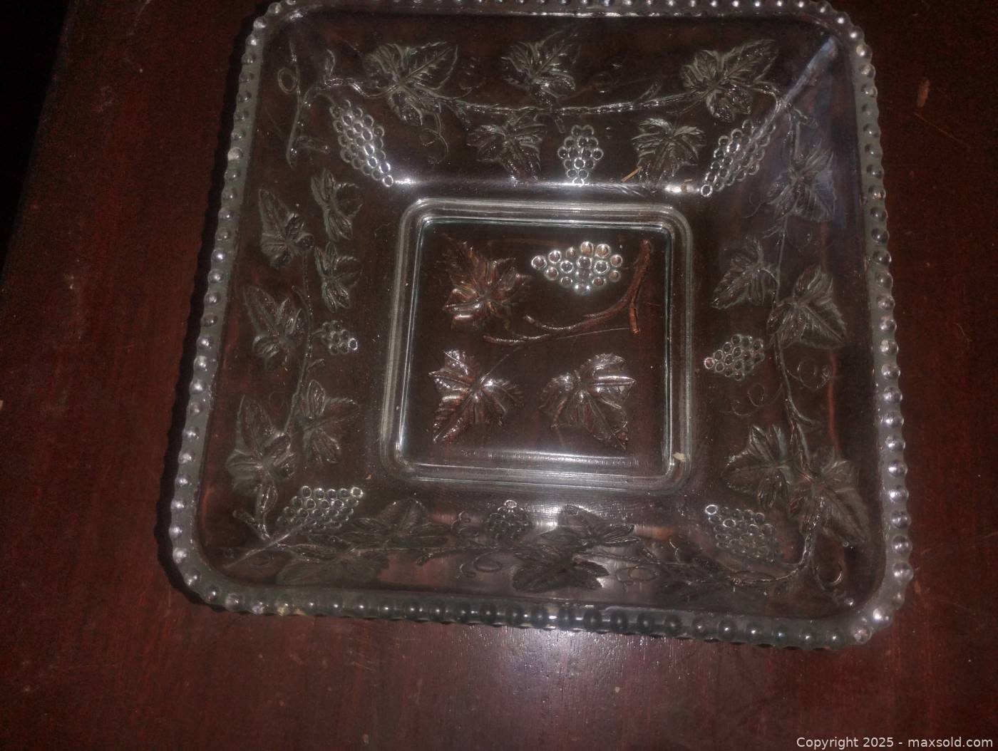 Vintage square pressed glass bowl 9" | Maxsold