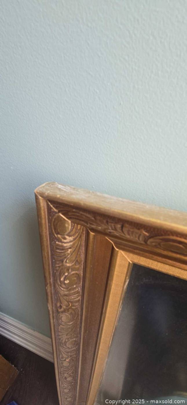 Framed Virgin Mary print, ornate cross, stained glass panel, relief ...