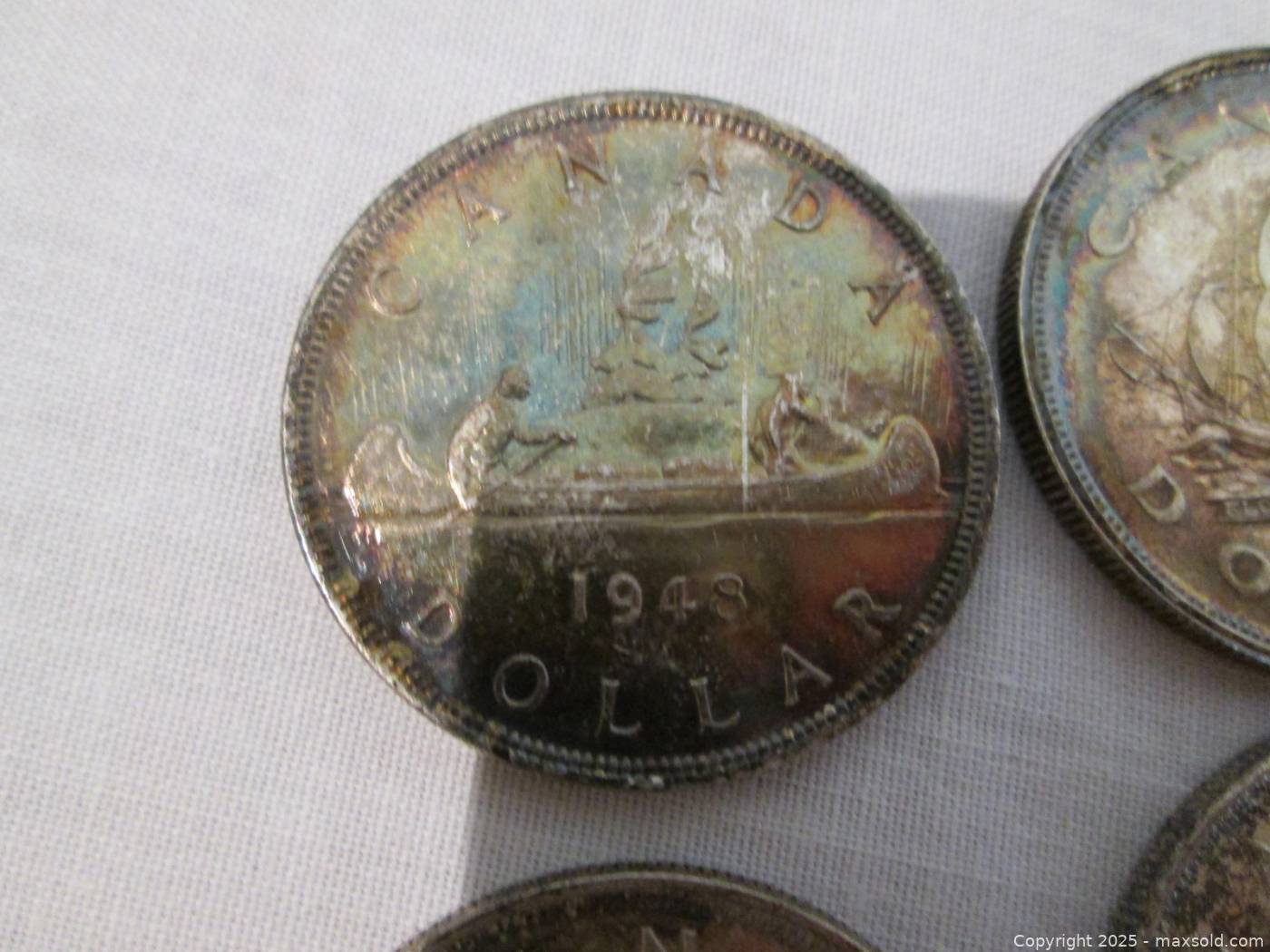 Six Canadian silver dollar coins 1940s-1950s | Maxsold