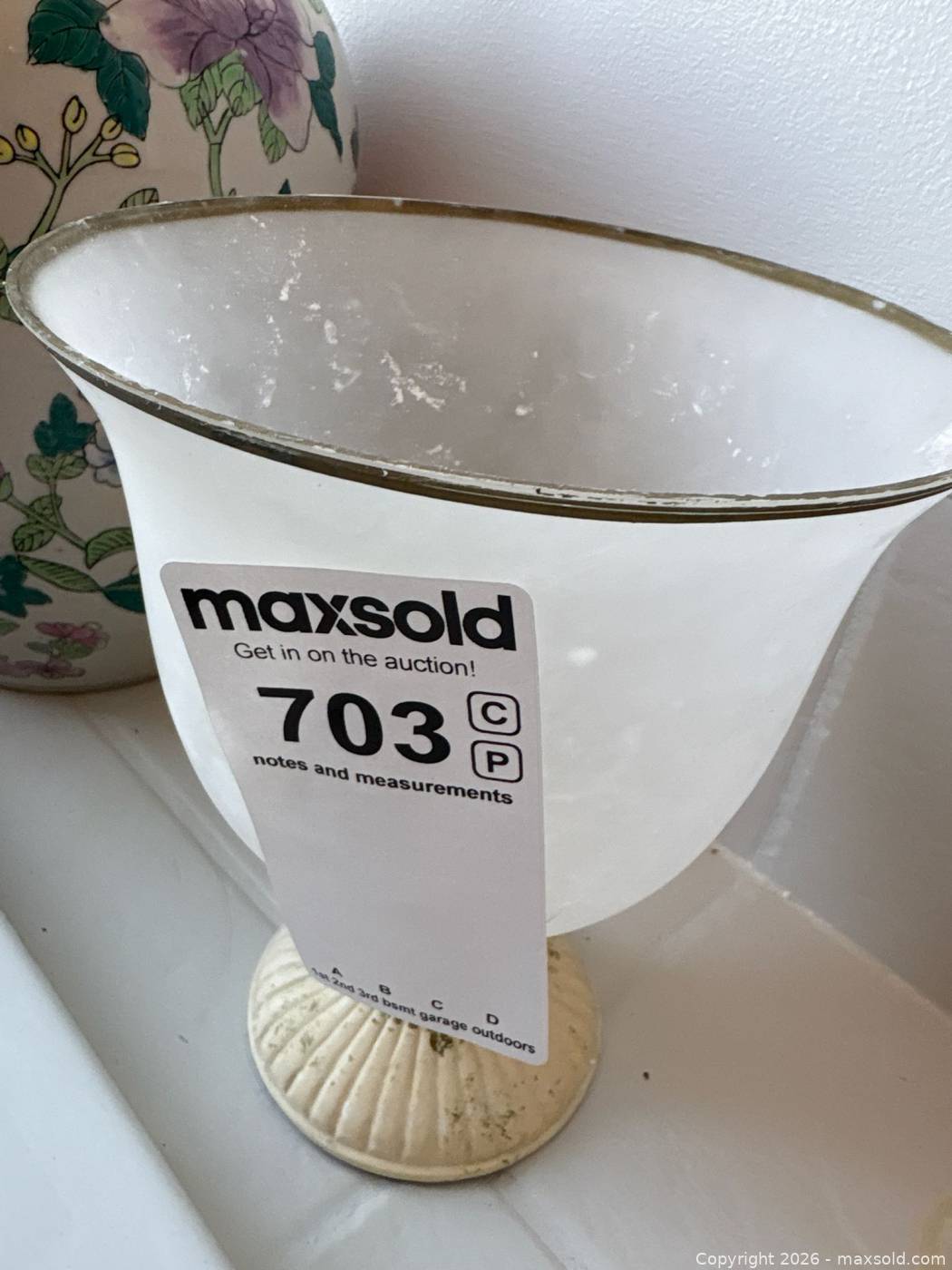 Porcelain floral ginger jar & frosted glass pedestal vase | Maxsold
