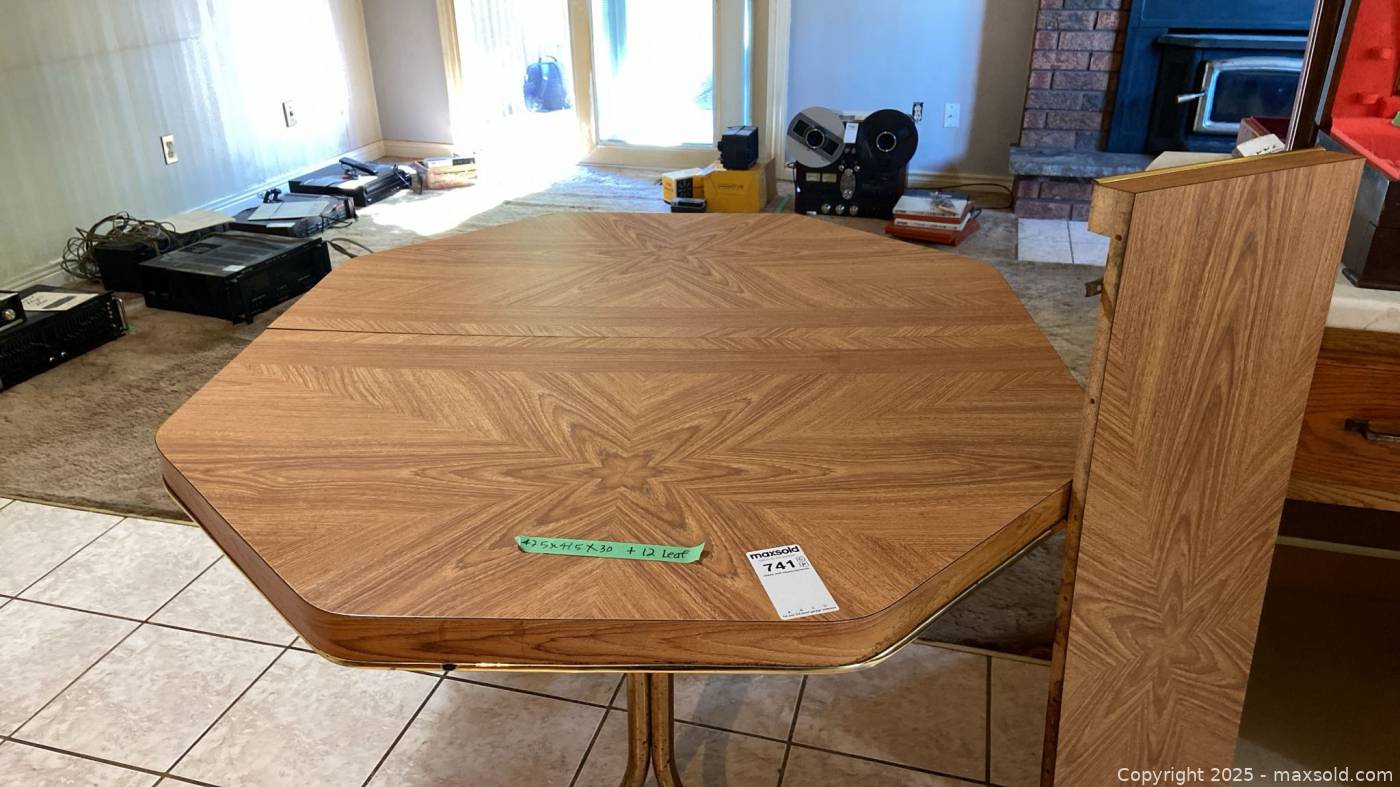 Wood veneer octagon kitchen table with leaf | Maxsold