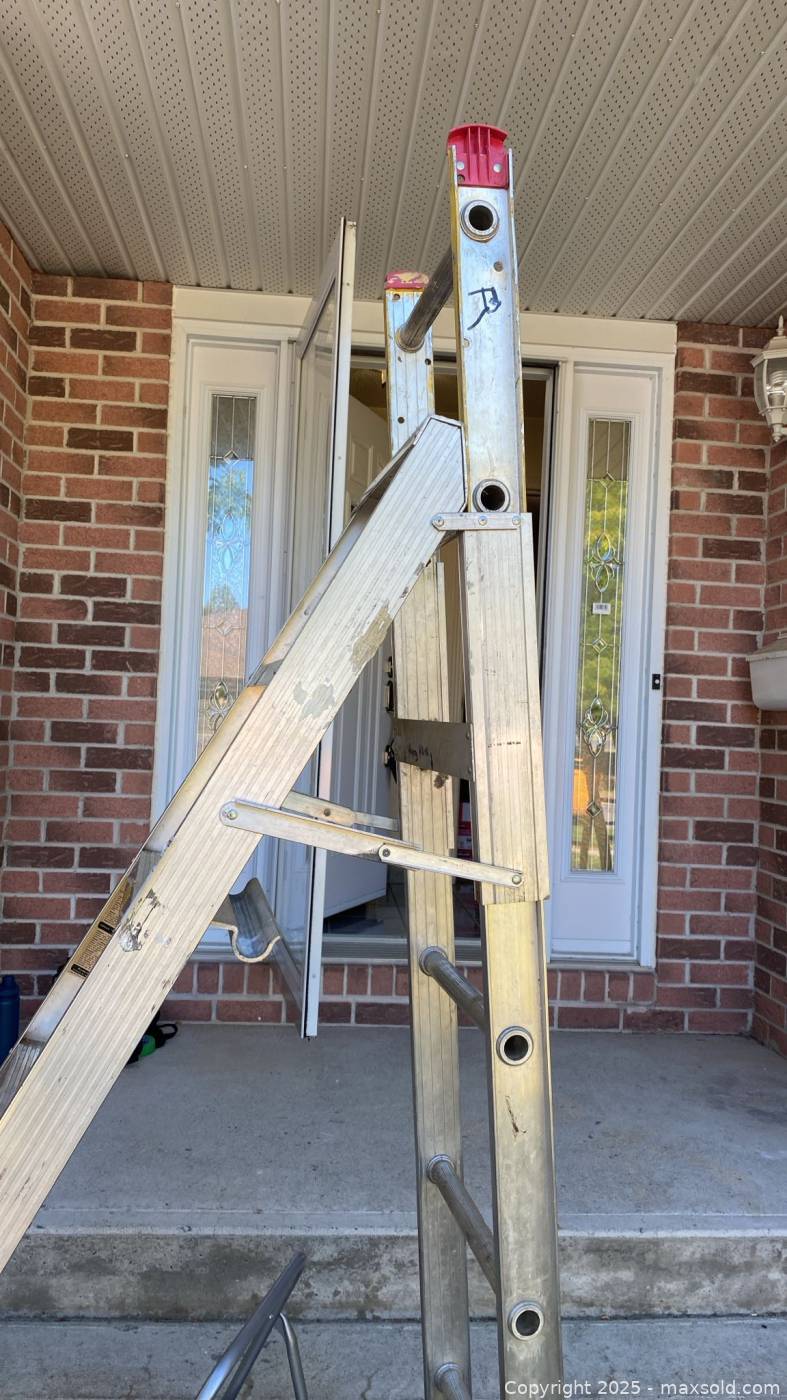 Multi-position extension ladder with 2-step stool | Maxsold