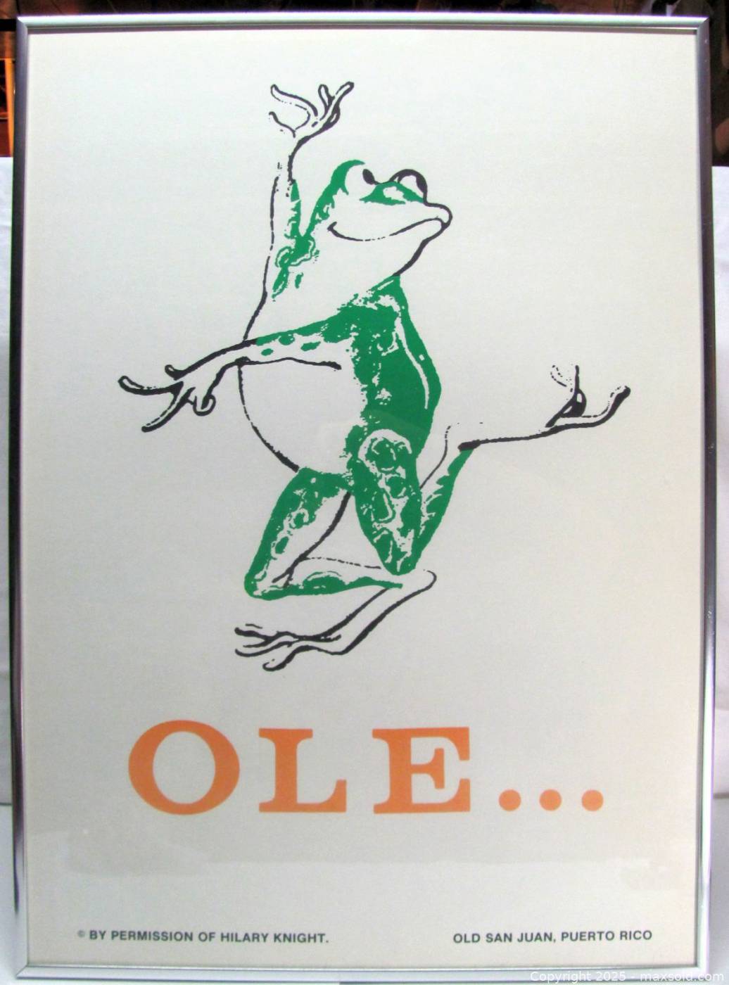 Hilary Knight “OLE…” dancing frog serigraph in frame | Maxsold