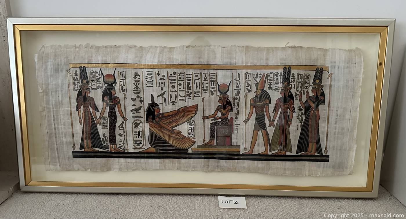 Framed Egyptian Papyrus Artwork 39"x19" | Maxsold