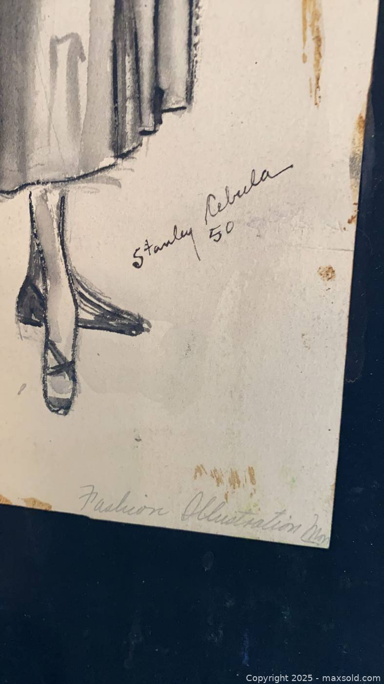 1950 signed fashion design drawings | Maxsold