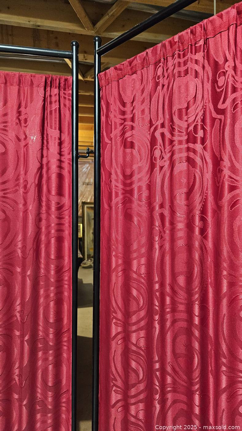 3-Panel Rose Red Fabric Privacy Screen | Maxsold