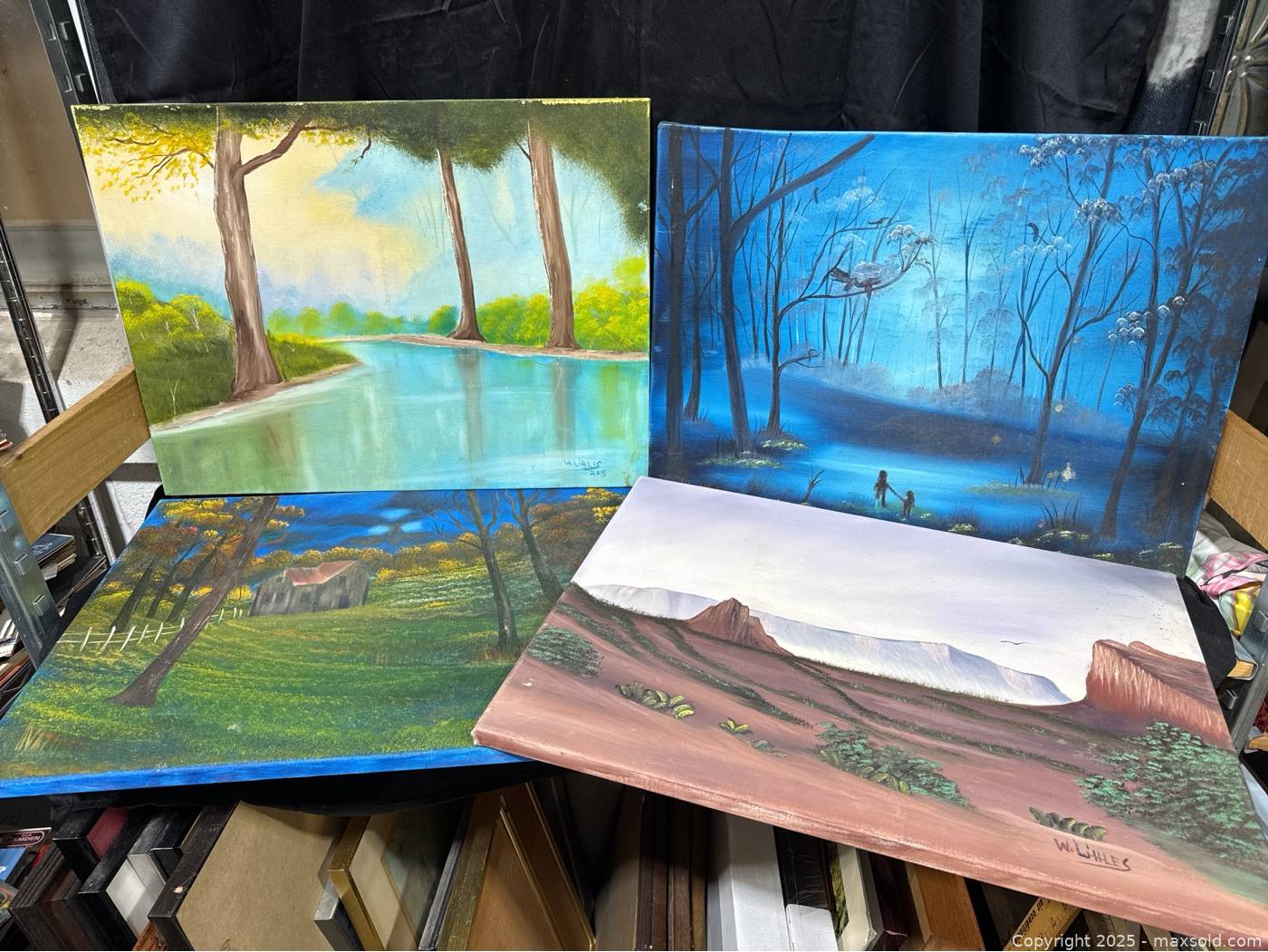 Four signed landscape paintings on canvas | Maxsold