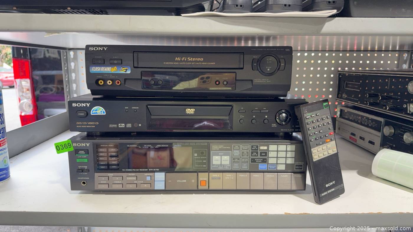 Sony VHS VCR, DVD player, receiver, remote | Maxsold