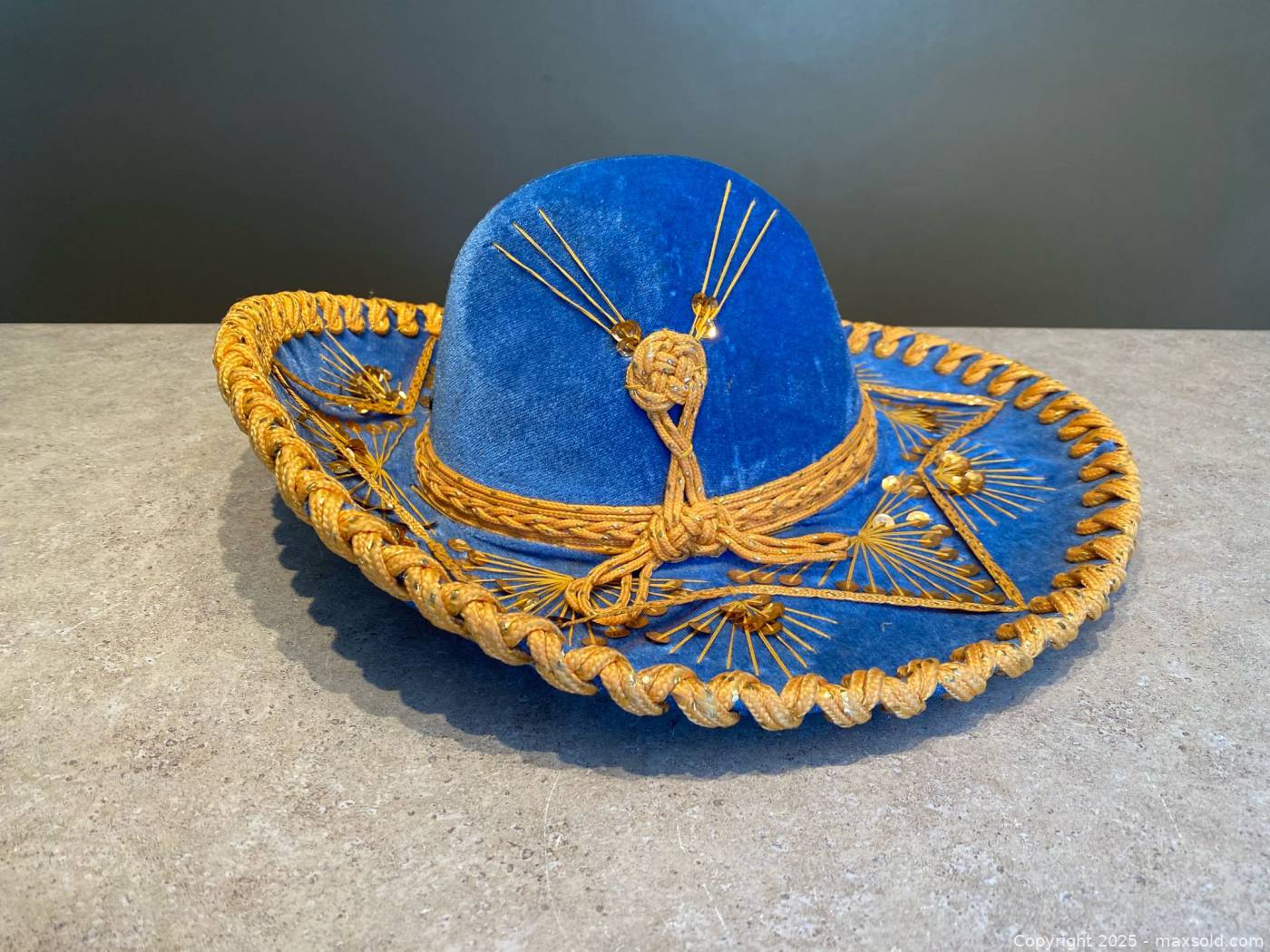 Vintage blue velvet charro sombrero | Maxsold