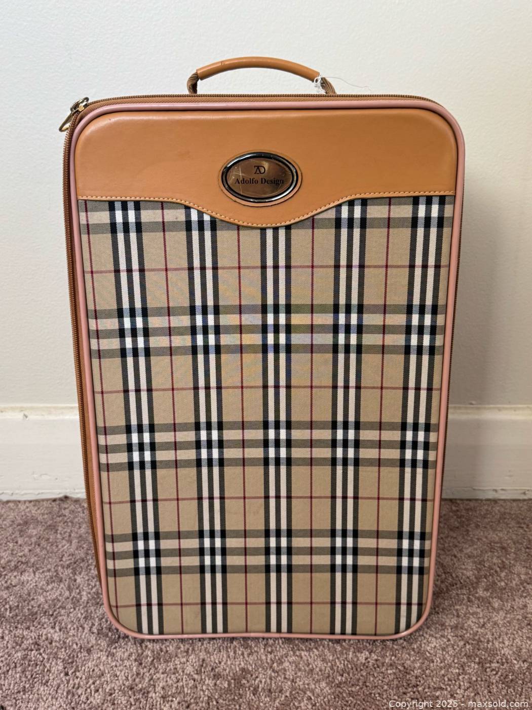 Adolfo Design plaid hard case luggage | Maxsold