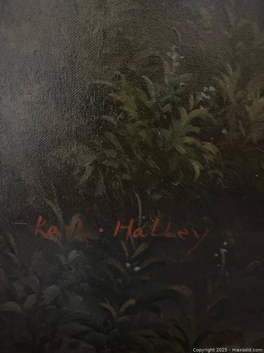 Karl Halley signed landscape painting with gilt frame 64x52 | Maxsold