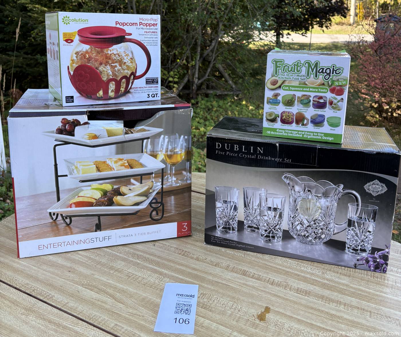 Ecolution popcorn popper, Fruit Magic set, Dublin crystal drinkware ...