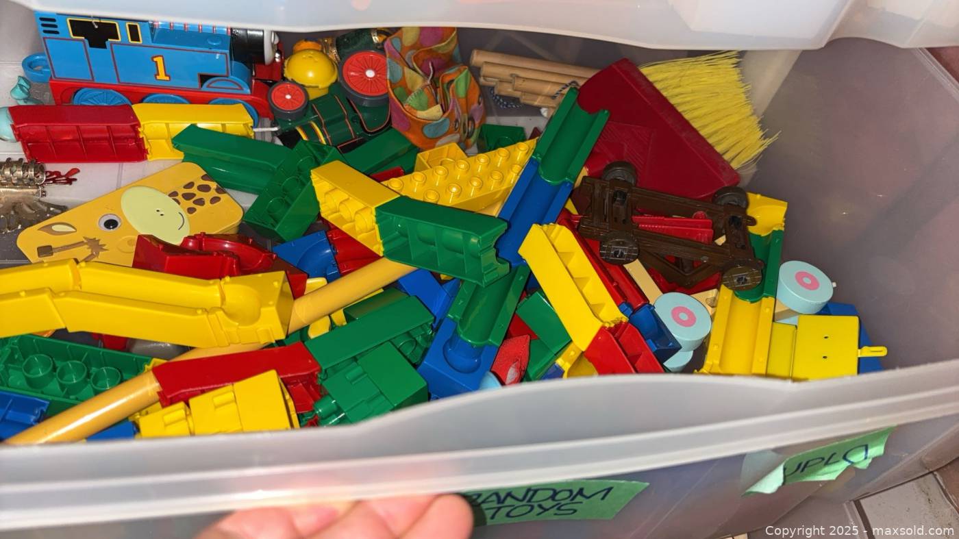 LEGO Duplo bricks, wooden blocks, dollhouse furniture assortment | Maxsold