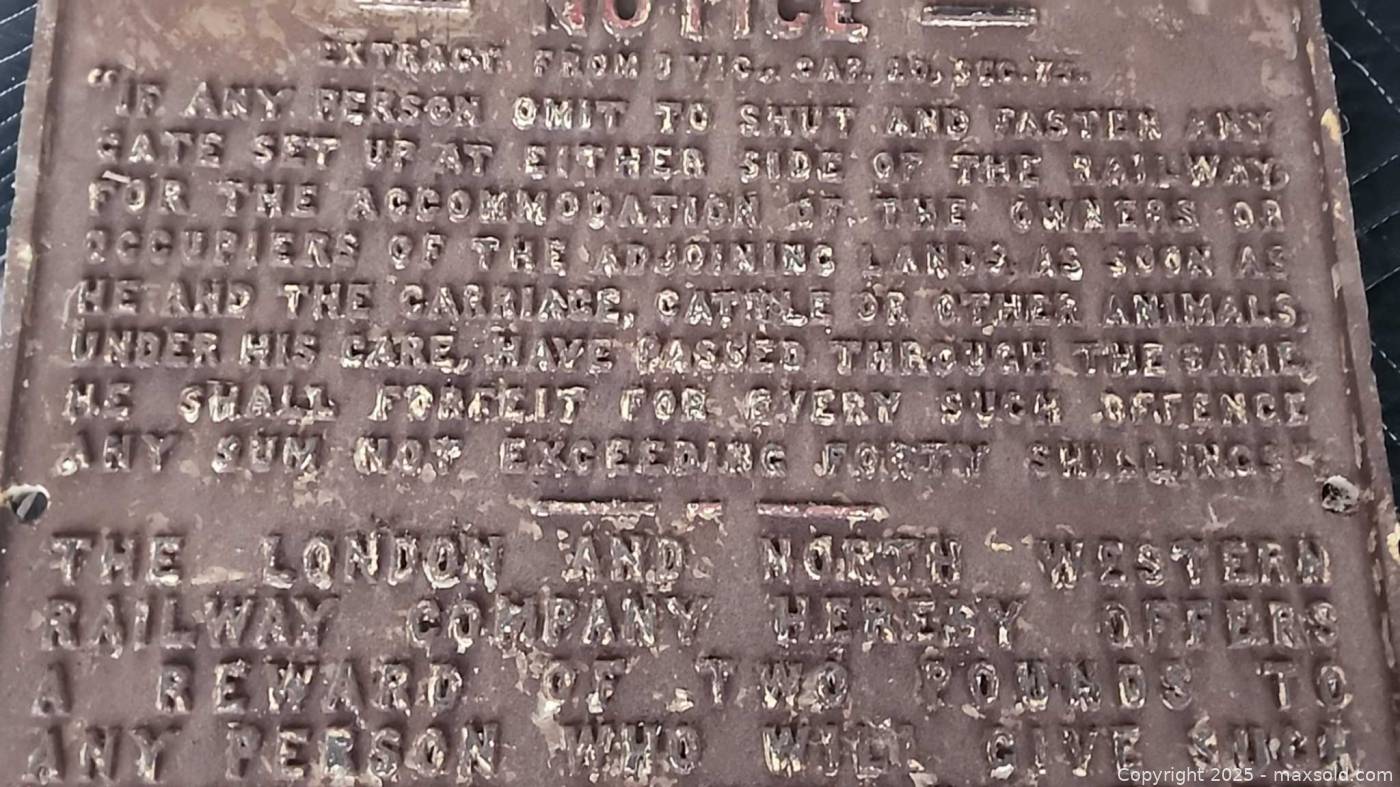 Cast Iron London & North Western Railway Notice Sign 18" x 18" | Maxsold
