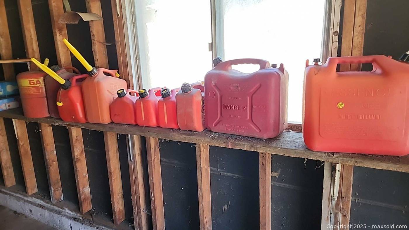 Nine plastic gasoline fuel cans | Maxsold
