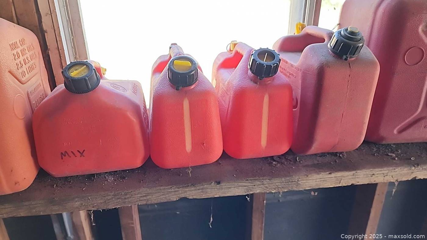 Nine plastic gasoline fuel cans | Maxsold