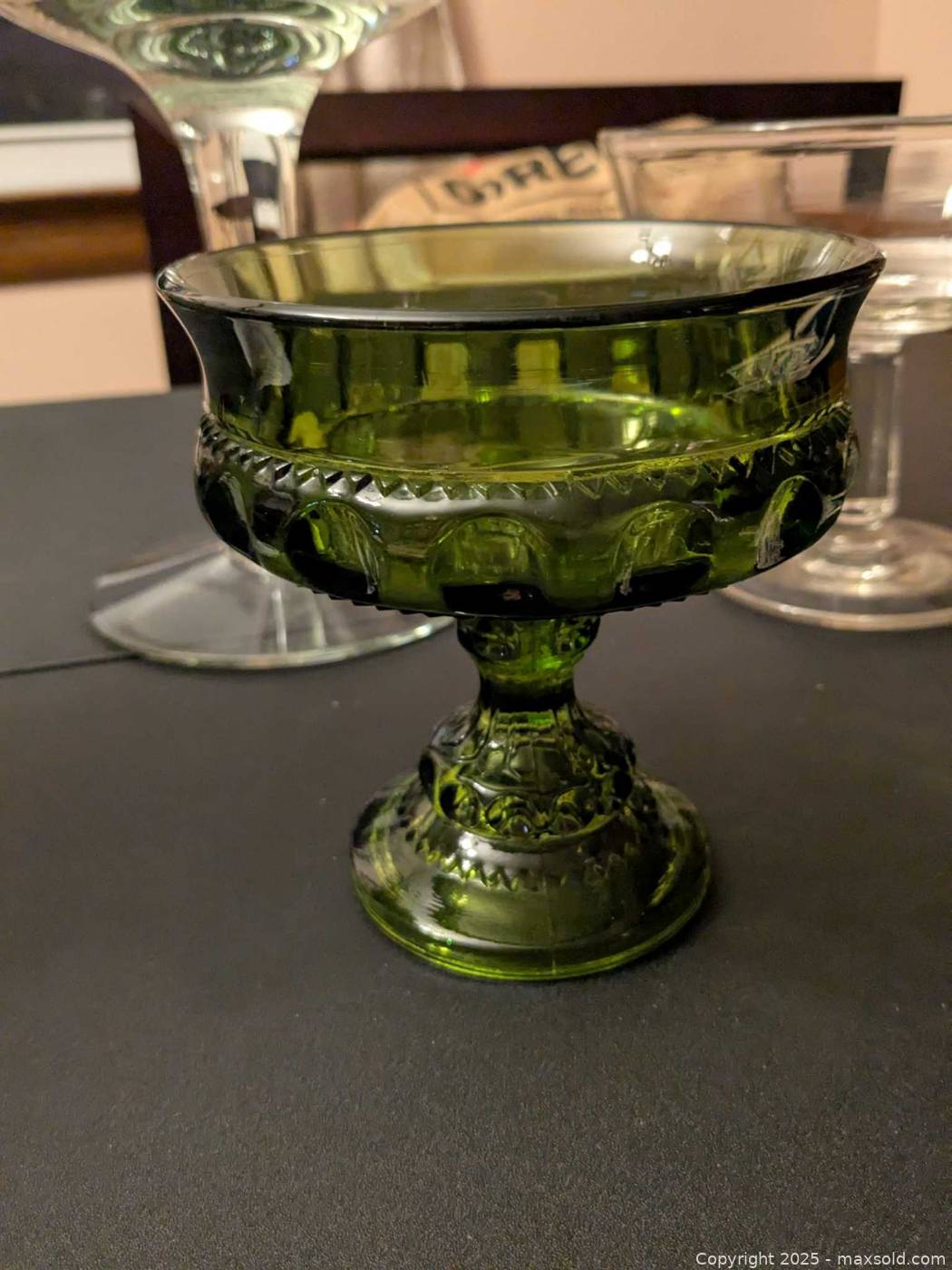 Fenton Signed Green Glass Compote And 2 Clear Glass Compotes | Maxsold