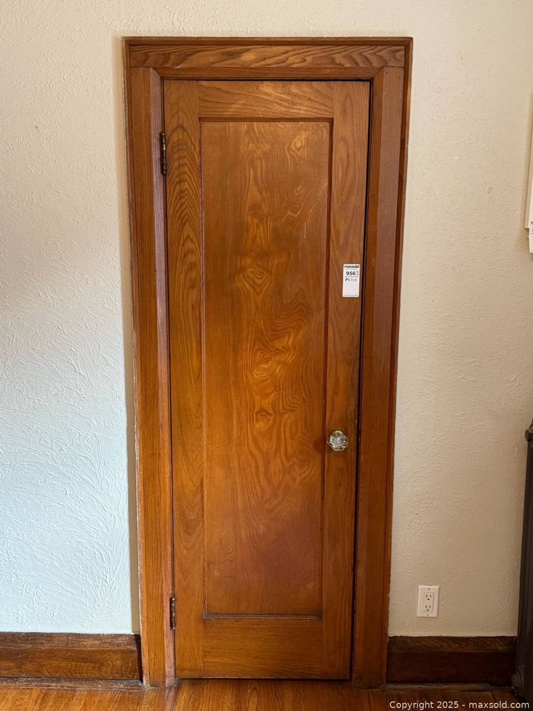 Antique solid wood interior door with glass knob | Maxsold