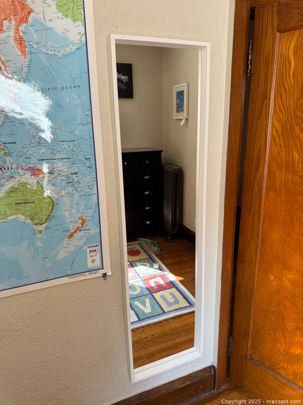Full length white frame mirror 16x59.25in | Maxsold