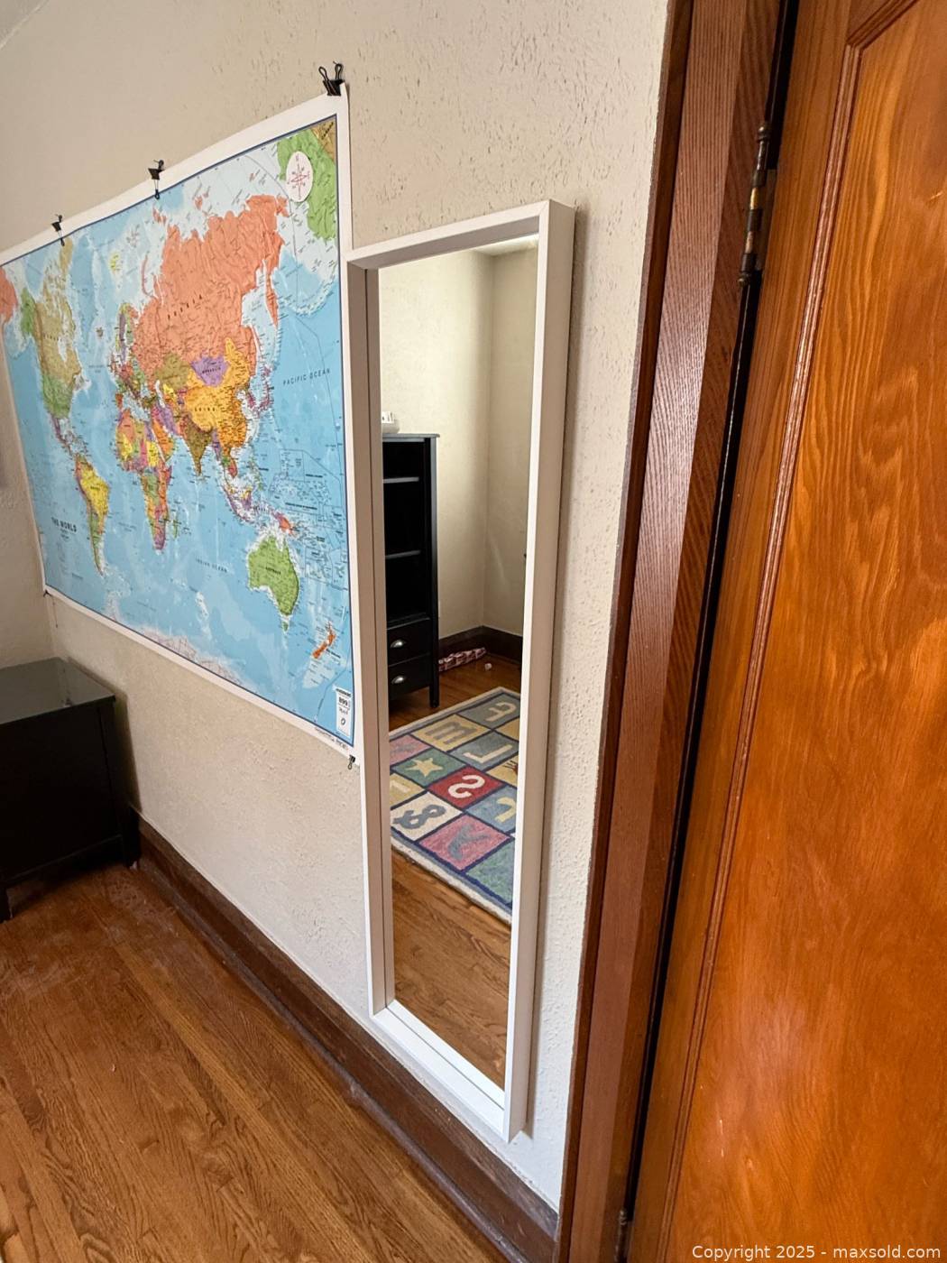 Full length white frame mirror 16x59.25in | Maxsold