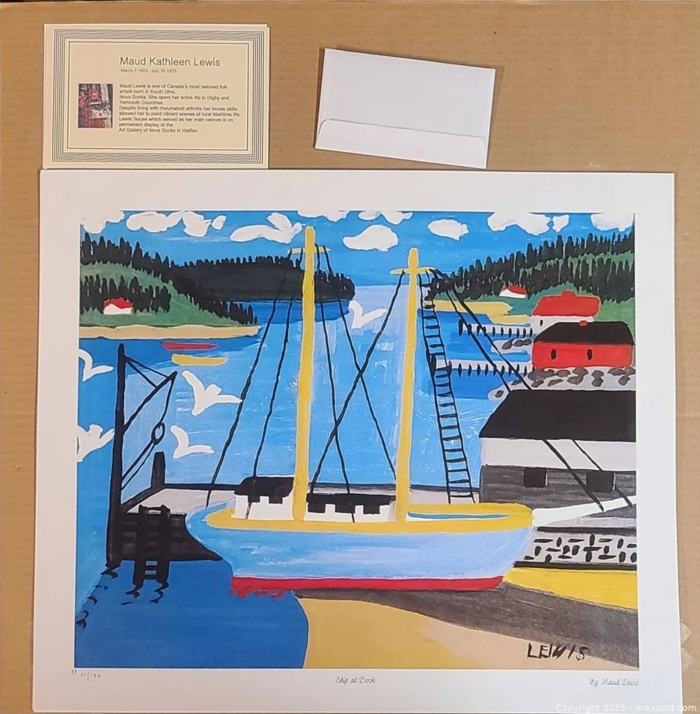 Maud Lewis “Ship at Dock” limited edition lithograph 24" x 20" | Maxsold