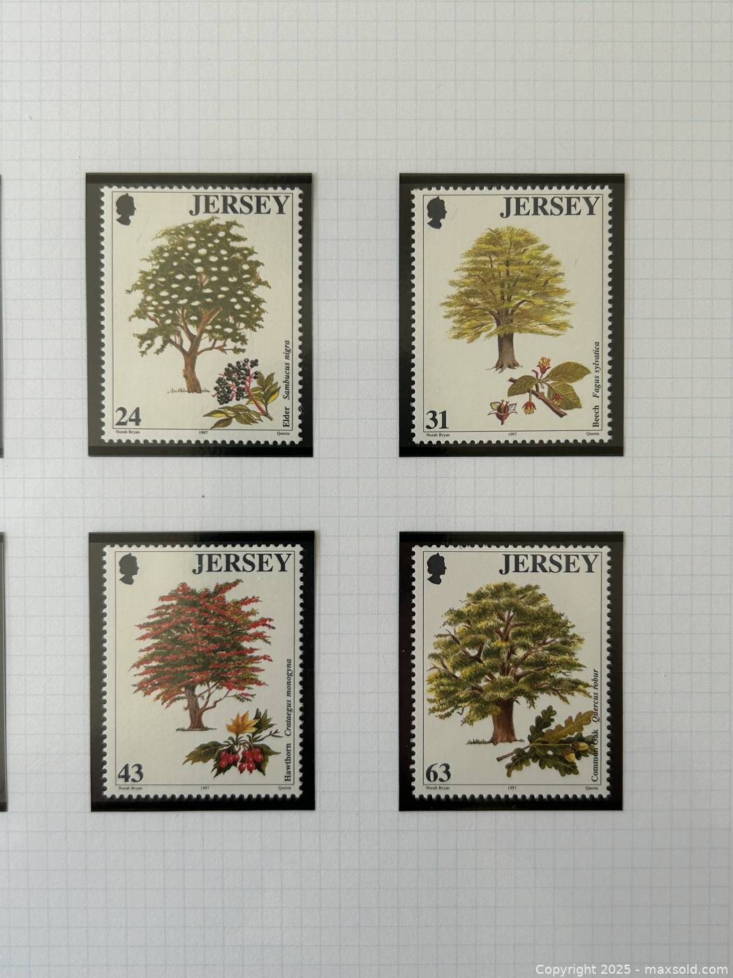 Jersey postage stamps tree definitive set 20p-63p | Maxsold